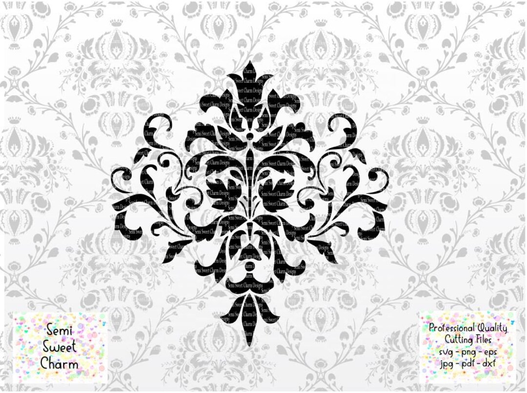 Damask SVG - Floral SVG - Template Svg Vector - Retro Ready to Cut File ...