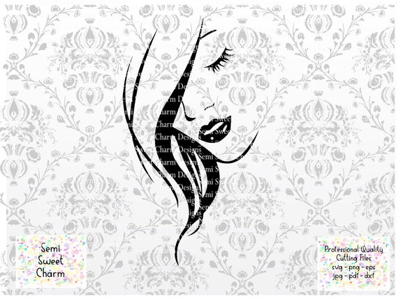 Woman SVG Female Face Cut File Line Drawing Hair | Etsy