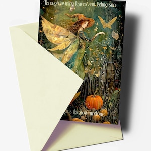 Whimsical Greeting Card 416 Fall Autumn Fantasy Green Fairy Love ...