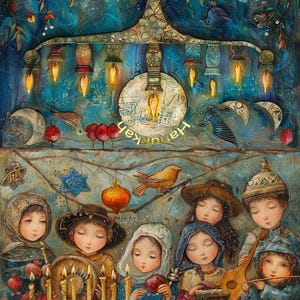 Whimsical Hanukkah Greeting Card No208: Colorful Menorah Art - Etsy