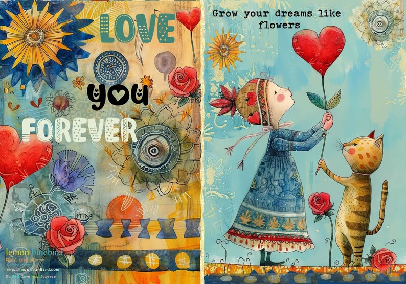 Valentine Greeting Card No342 Whimsical Love Flower Birthday Fantasy ...