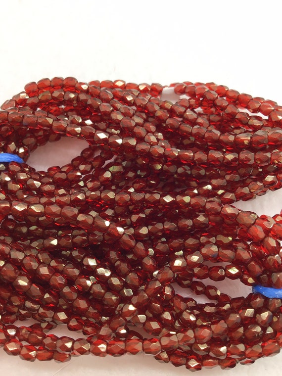 FP 3mm Fire Polished Ruby Red With Gold Finish - Etsy