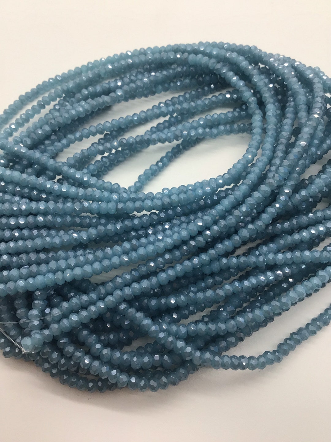 Thunder Polish Glass Crystal- 2x2x1.5mm Blue Opal Jade Gray Blue ...