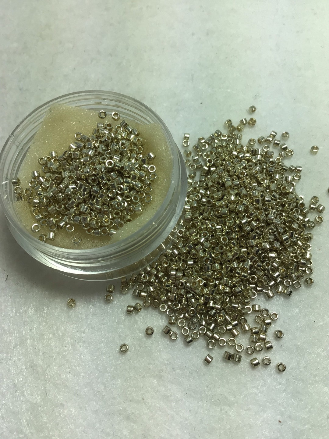 SB Seed Bead Miyuki Delica Cylinder Bead Duracoat Silver DB1831 11/o ...