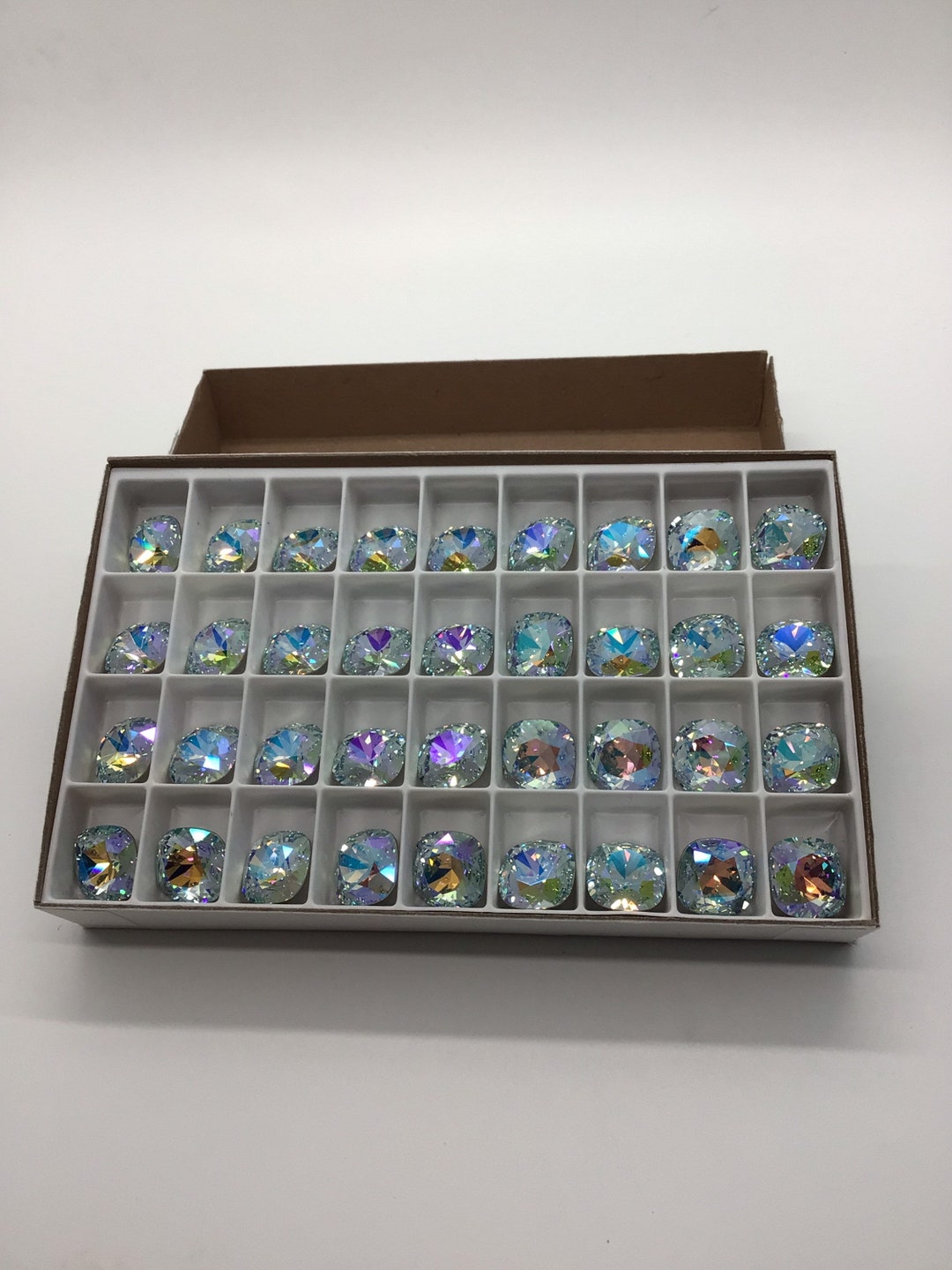 Bri 12mm 4470 Cushion Cut Light Azore Glacier Blue - Etsy