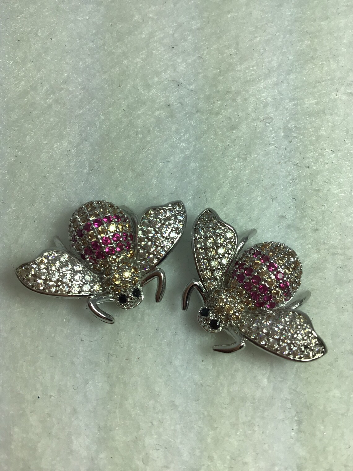 Fin Silver Bug With Pink, Champagne, and Clear Czs - Etsy