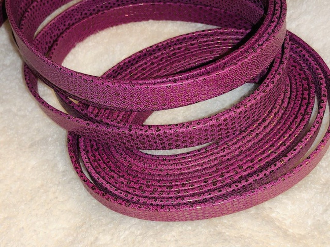 10mm Flat Fancy Italian Leather Violet With Metallic Print - Sold by ...