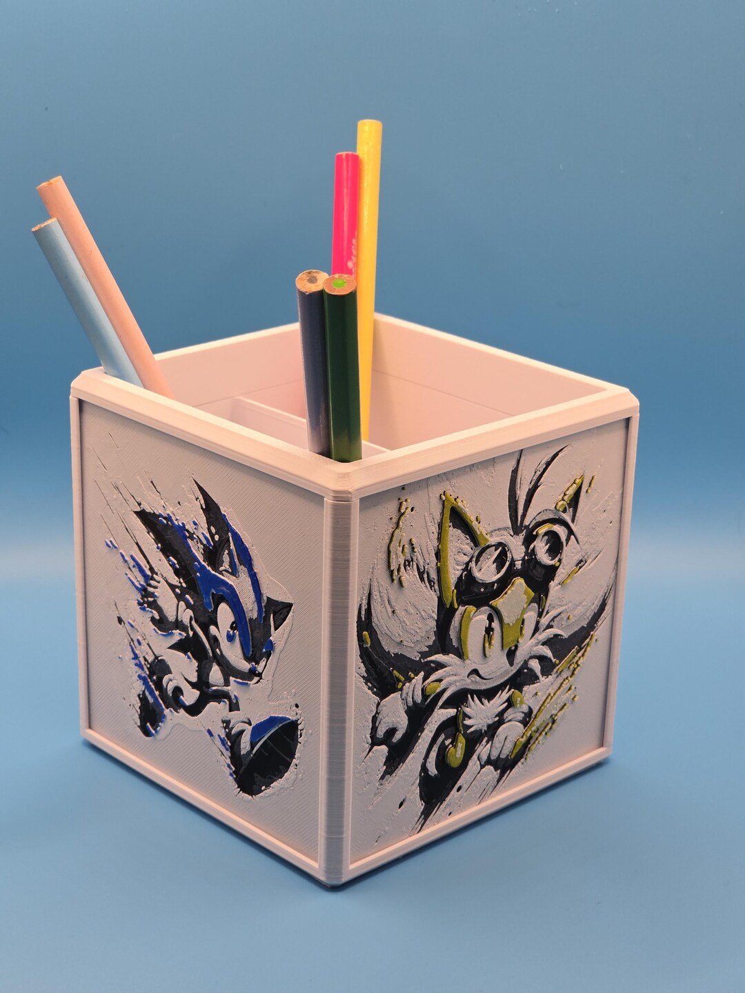 Custom Shadow Sonic the Hedgehog Desk Organiser, Pencil Holder, Piggy ...