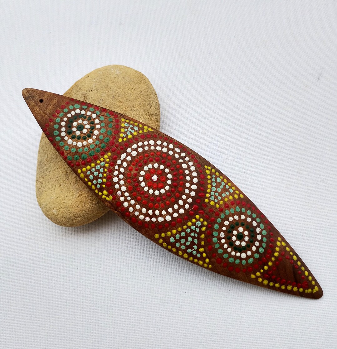 Handmade Walnut Bullroarer: Aboriginal Dot Art Design - Etsy Australia