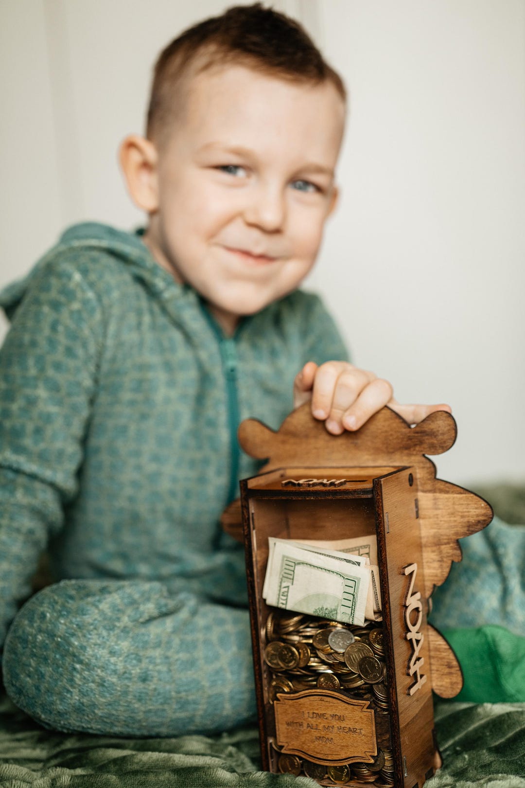 Personalized Wooden Piggy Bank | Custom Kids Money Box | Kids Bank ...