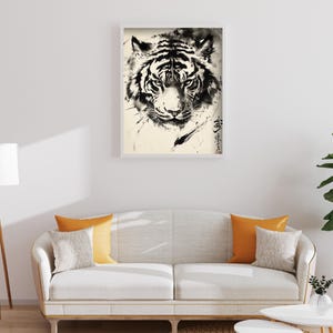 Japanese Wall Art Tiger Sumie Art Traditional Japanese Ink Wash ...