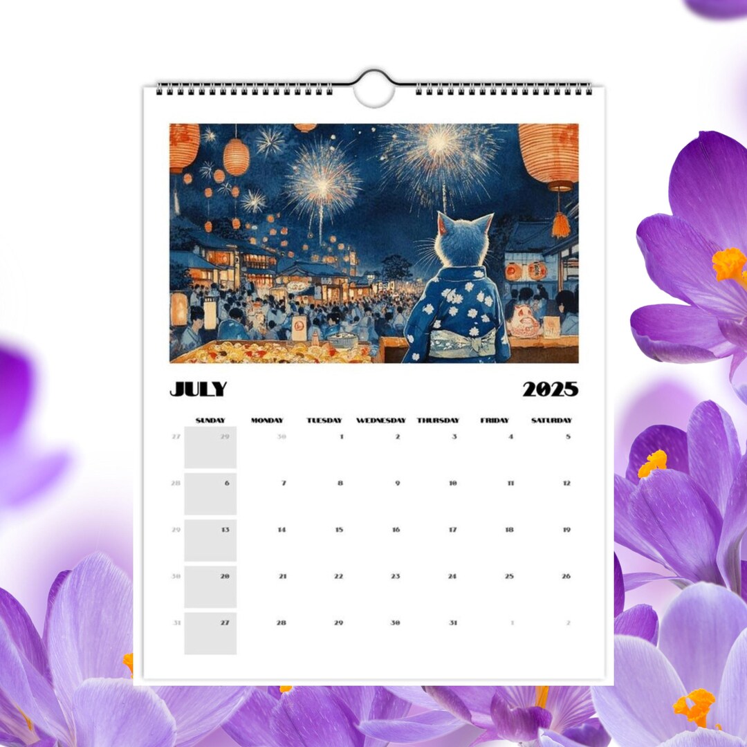 Wall Calender Kimono Cats of Edo Japan 2025germany , Ukiyoe Cute Cat ...
