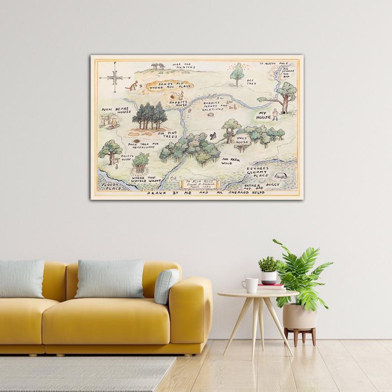 Winnie the Pooh Poster,cartoon Wall Decor,100 Acre Wood Map,winnie the ...