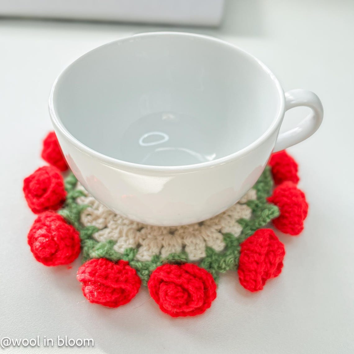 Crochet Rose Coaster Pattern: Floral Drink Mat DIY (PDF Download) - Etsy