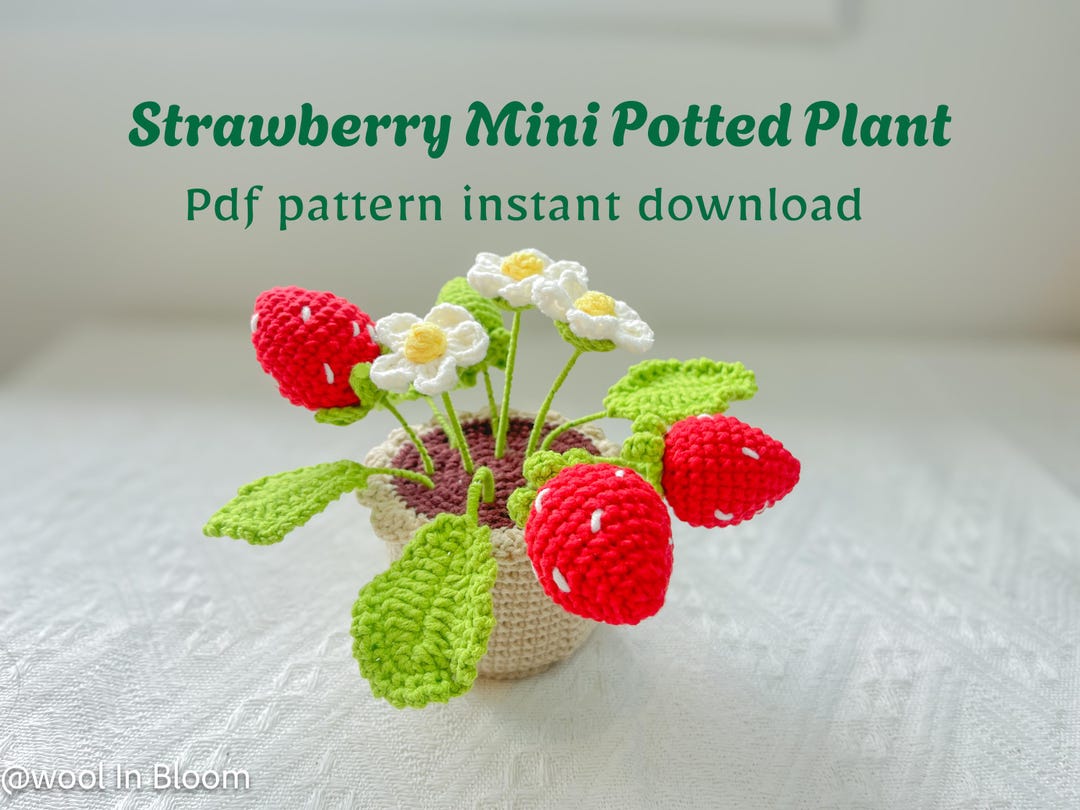 Mini Potted Strawberry Crochet Pattern PDF – Cute Amigurumi Strawberry ...