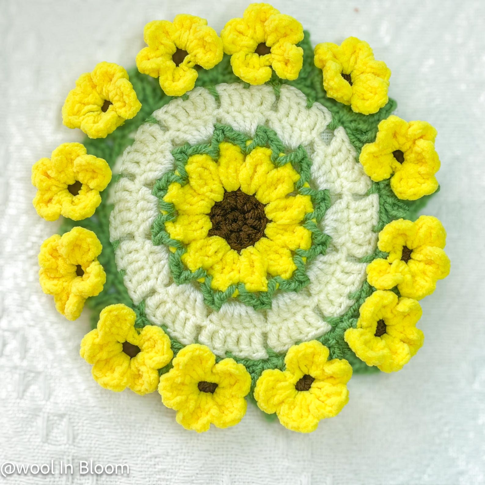 Sunflower Coaster Crochet Pattern: DIY Flower Coaster & Pot Holder (PDF ...