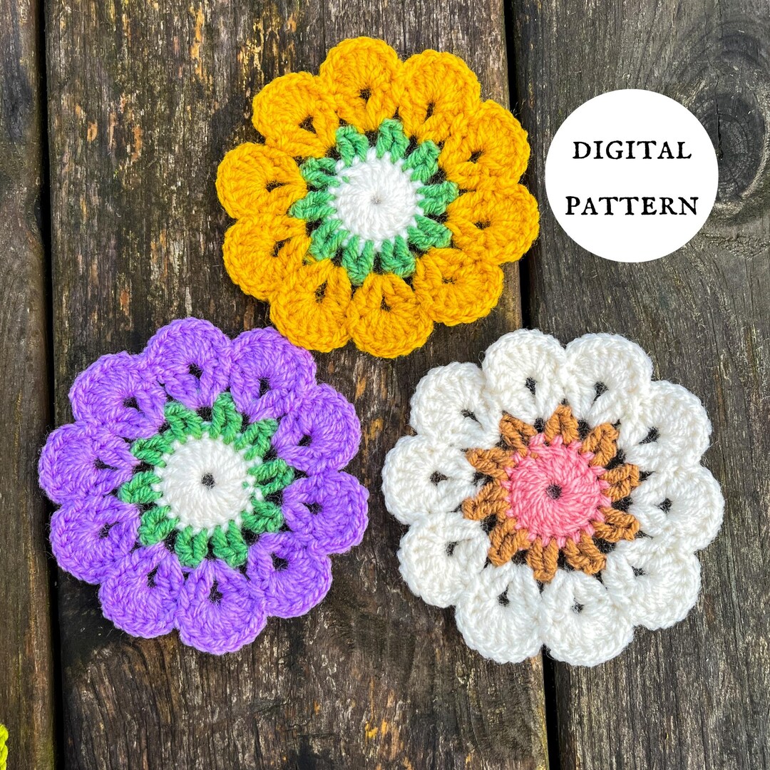 Easy Flower Coaster Crochet Pattern Beginner-friendly, 10-minute DIY ...