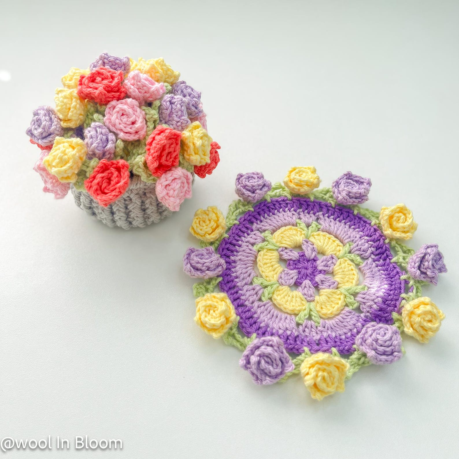Flower Coaster Crochet Pattern Bundle (4 Designs): Rose, Bluebell ...