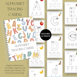 Alphabet Tracing Cards, A-Z Flash Cards, A-Z Tracing Cards, Letter ...