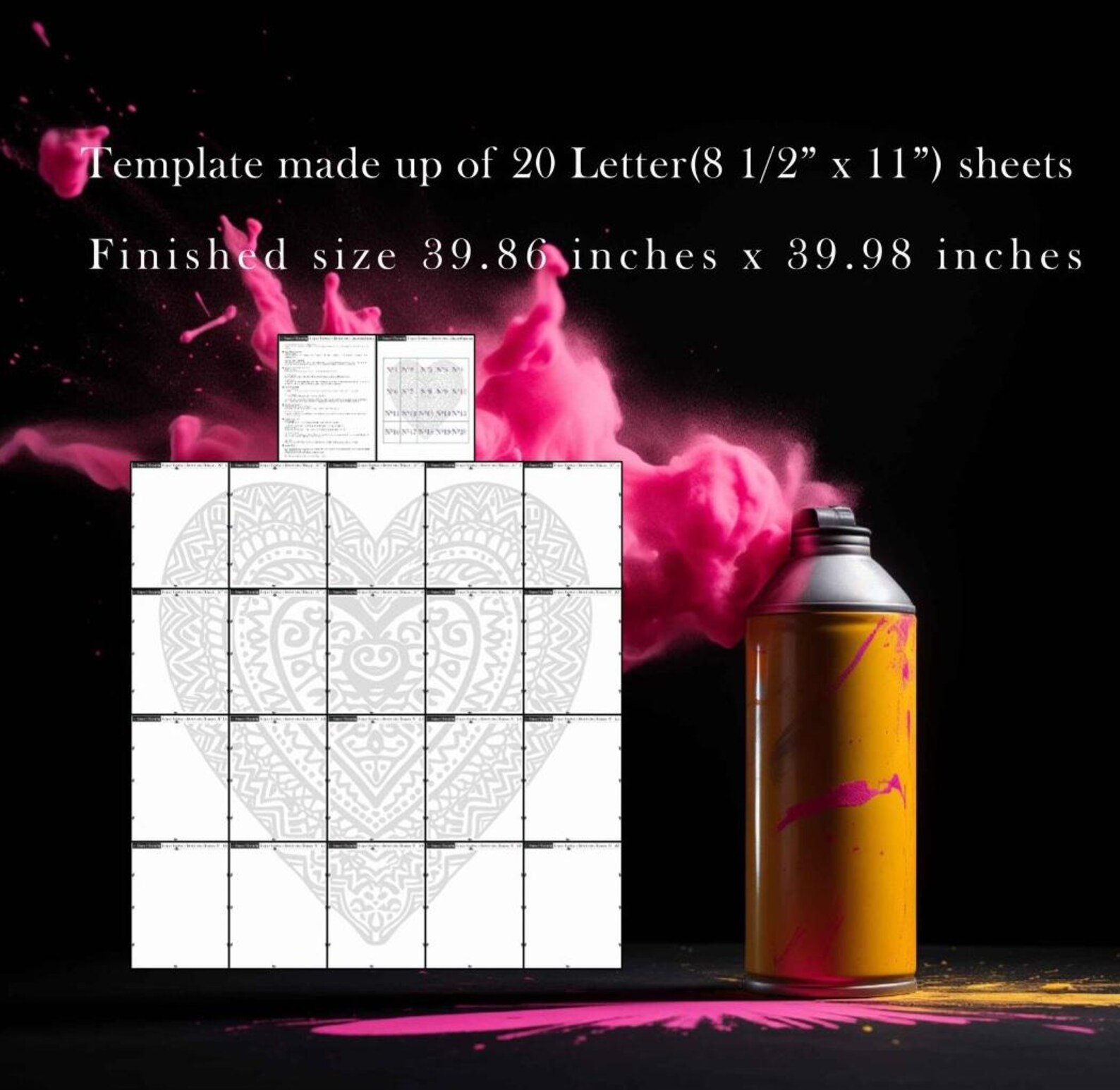 Heart Stencil ,digital Prints ,line Stencil ,stencil Border , Airbrush ...
