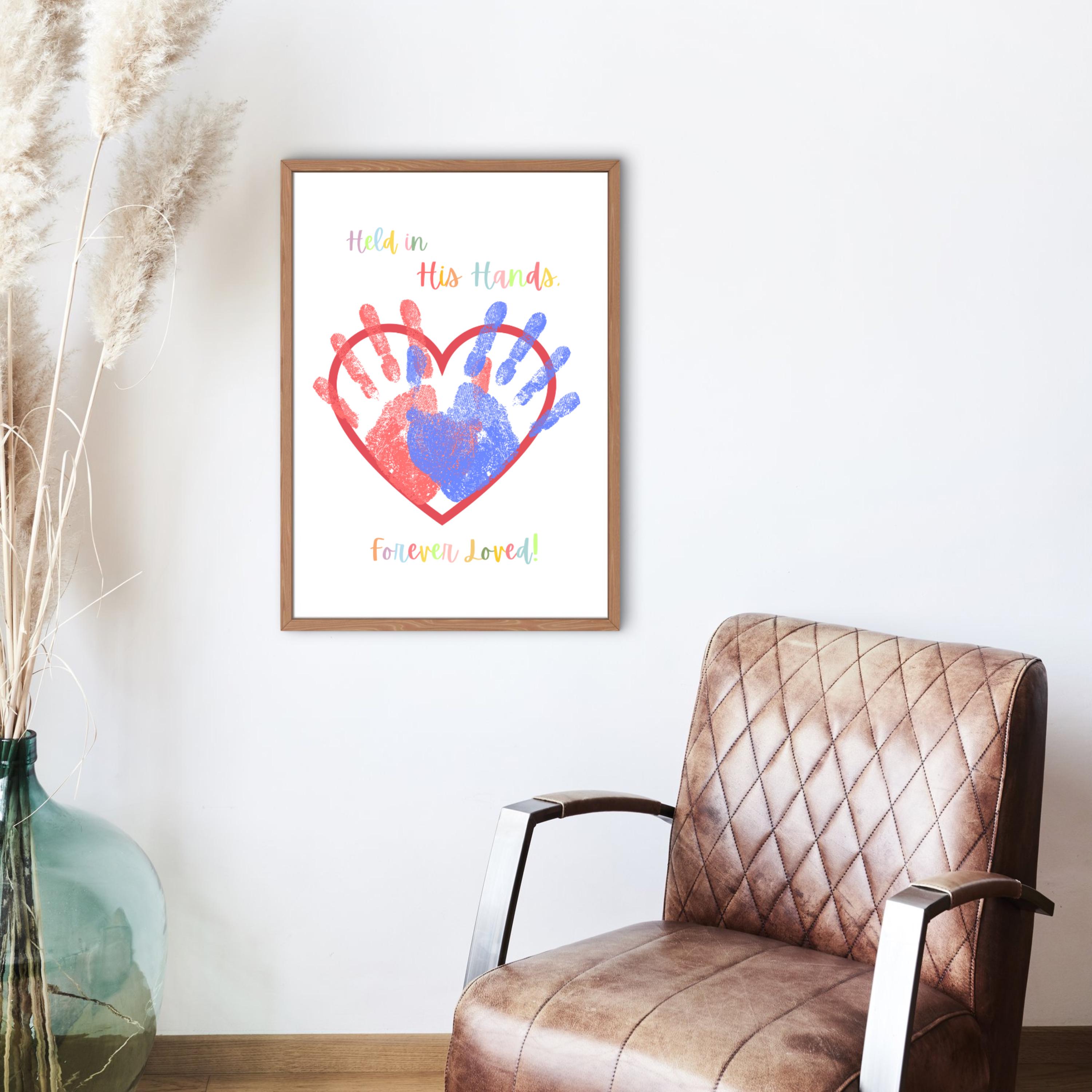 Easter Heart Printable Kid Handprint Footprint Keepsake Family Wall ...