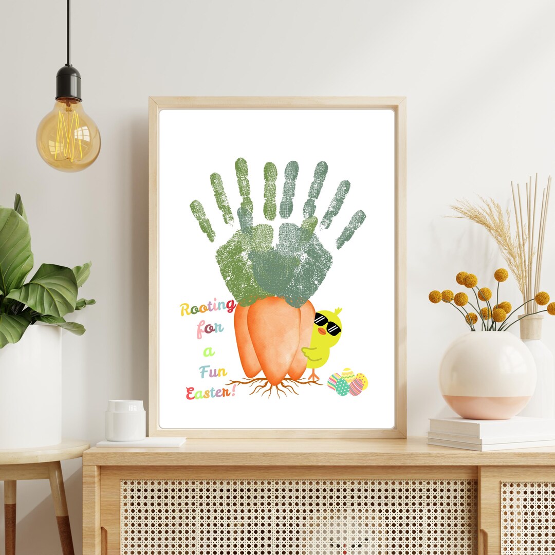 Easter Gift Printable Kids Handprint Footprint Keepsake Family Carrot ...