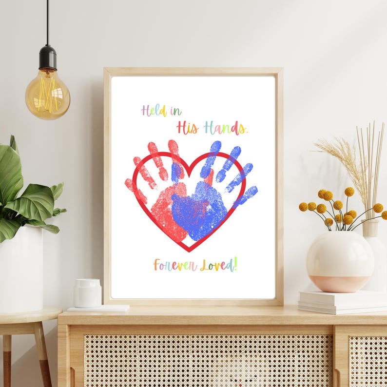 Easter Heart Printable Kid Handprint Footprint Keepsake Family Wall ...