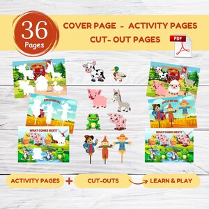 Farm Animal Printable Busy Book Toddler Learning Binder Preschool ...