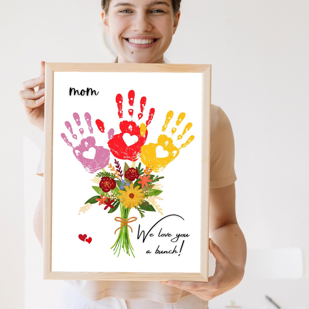 Flowers Bouquet Mother's Day Handprint Footprint Ideas Love Gift for ...