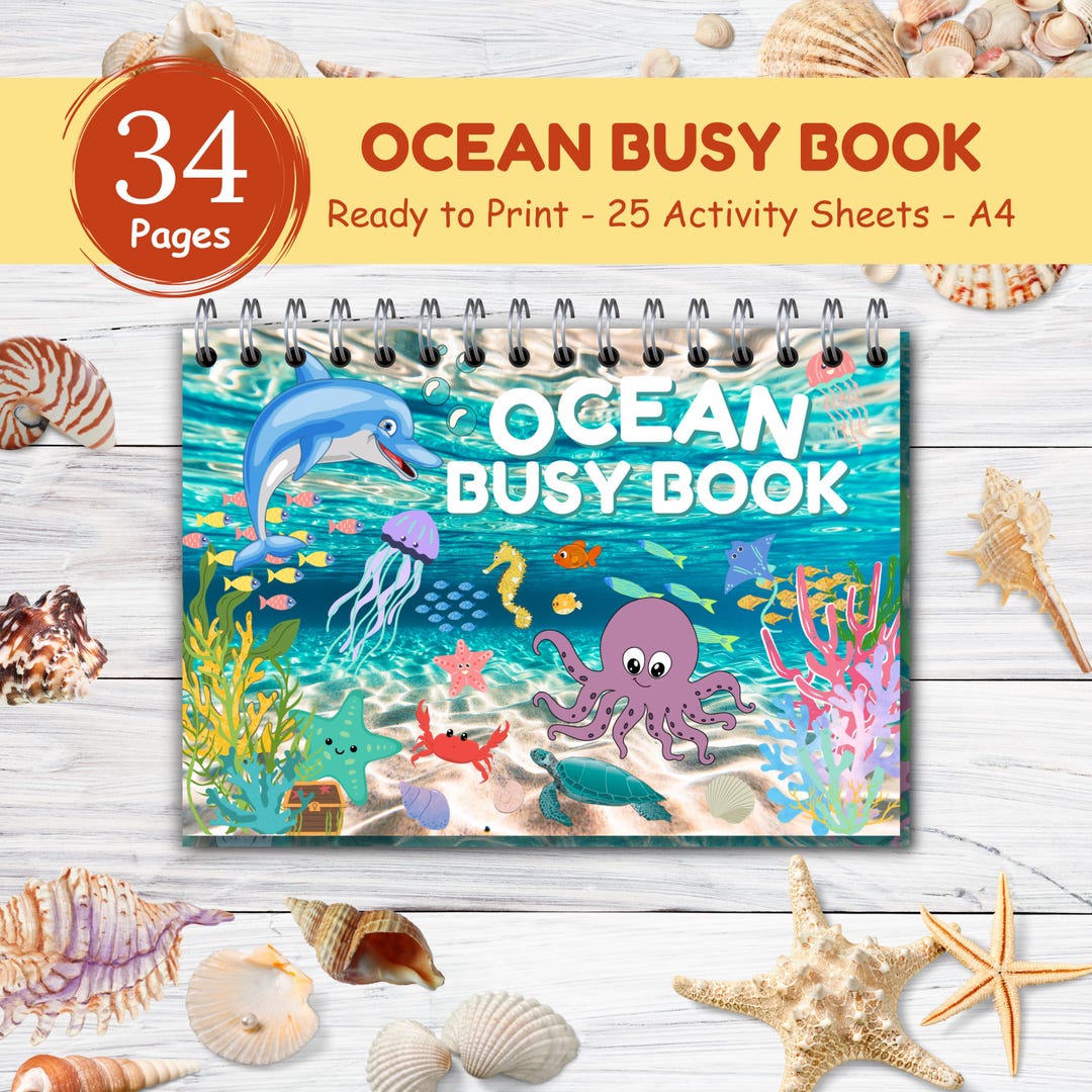 Ocean Animal Printable Busy Book Toddler Learning Binder Preschool ...