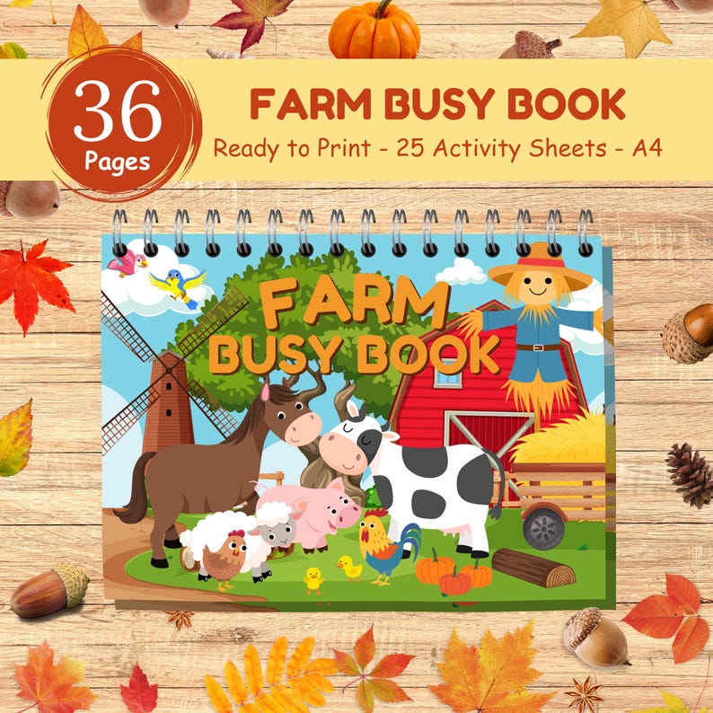 Farm Animal Printable Busy Book Toddler Learning Binder Preschool ...