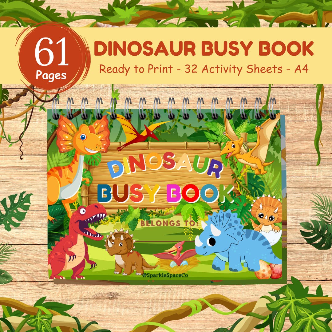 Dinosaur Printable Busy Book Toddler Learning Binder Preschool ...