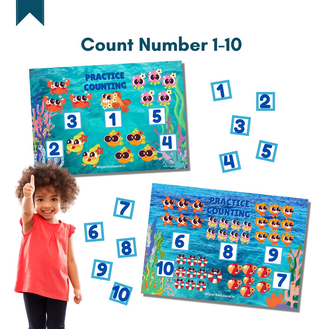 Sea Number Matching Toddlers Montessori Counting Activity Practice 1 to ...