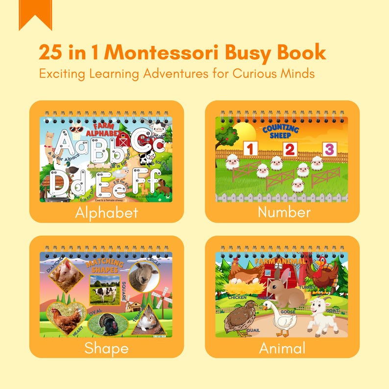 Farm Animal Printable Busy Book Toddler Learning Binder Preschool ...