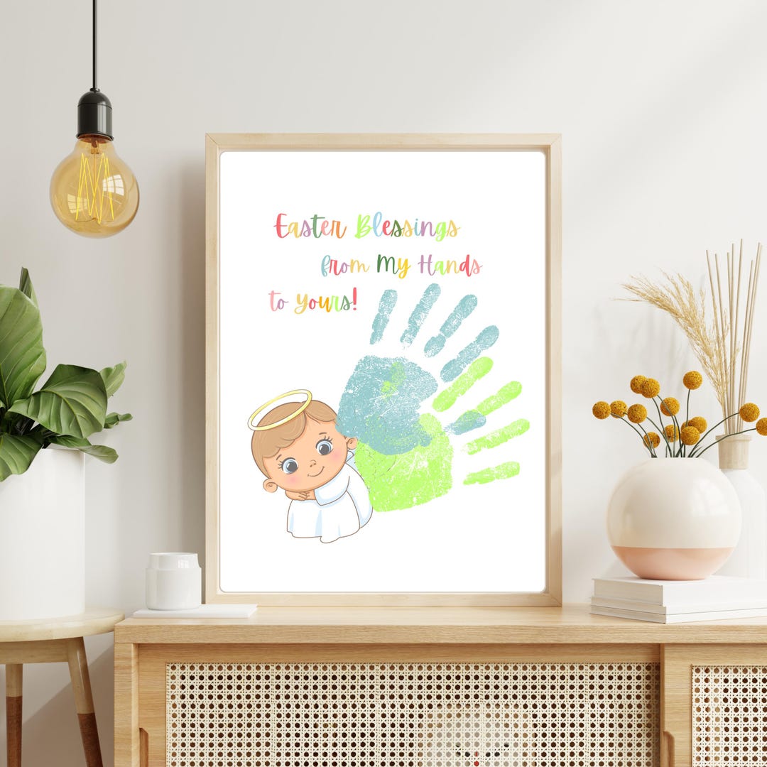 Easter Angel Printable Kids Handprint Footprint Keepsake Family Wall ...