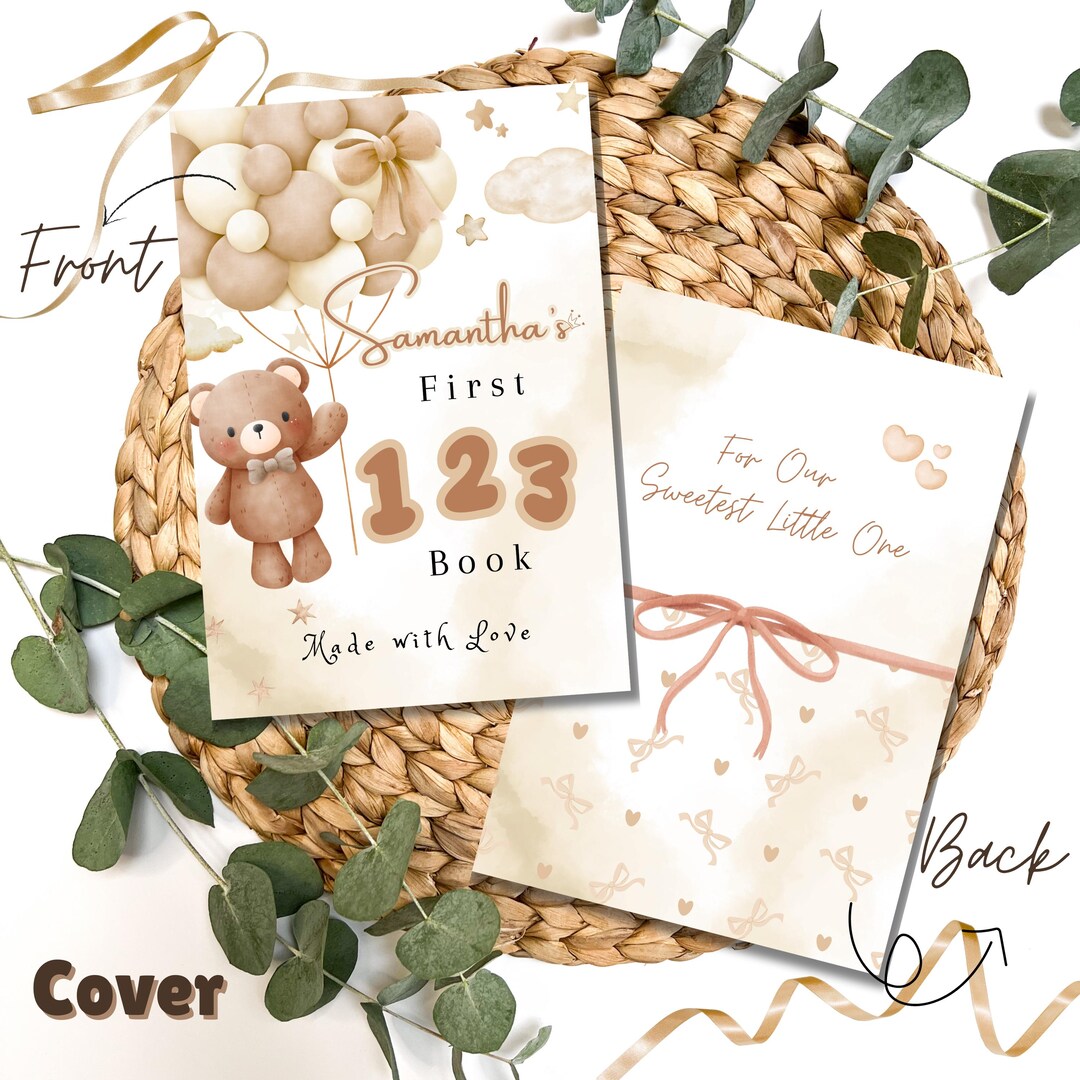 Editable Gender Neutral Bear 123 Baby Shower Coloring Book, Brown Boho ...