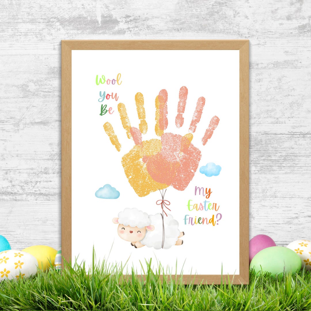 Easter Lamb Printable Kids Handprint Footprint Keepsake Family Animal ...