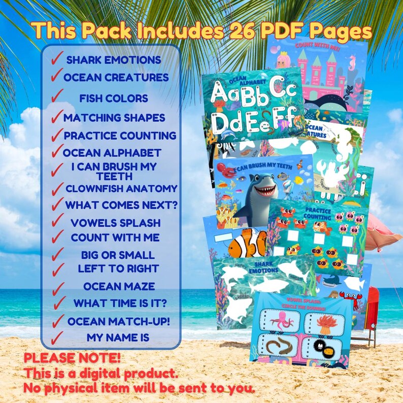 Ocean Sea Animals Busy Book for Toddlers Printable Learning Binder for ...