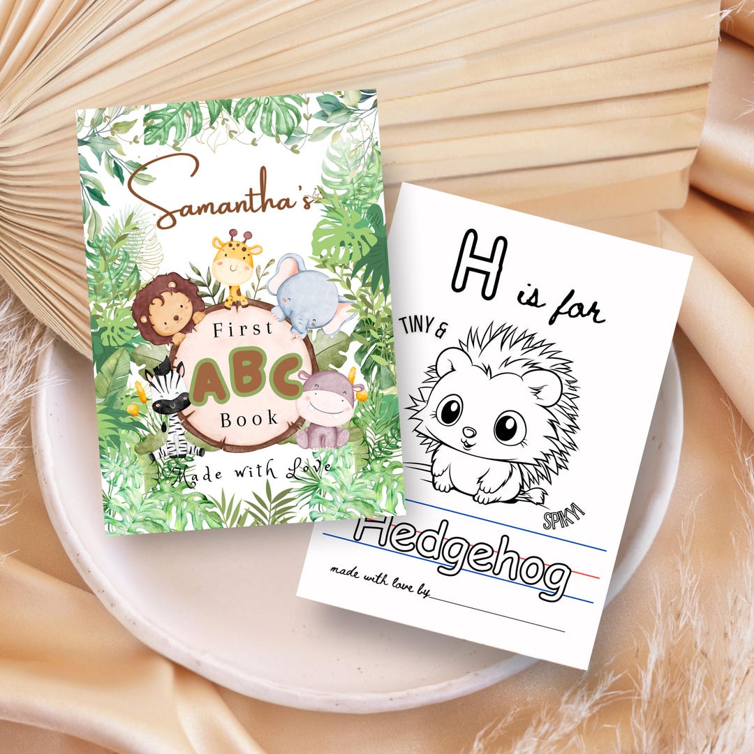 Editable ABC Coloring Book, Safari Jungle Baby Shower Game, Baby's ...