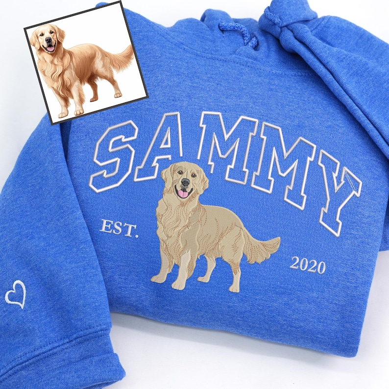 Custom Pet Portrait Embroidered Sweatshirt - Personalized Dog or Cat ...