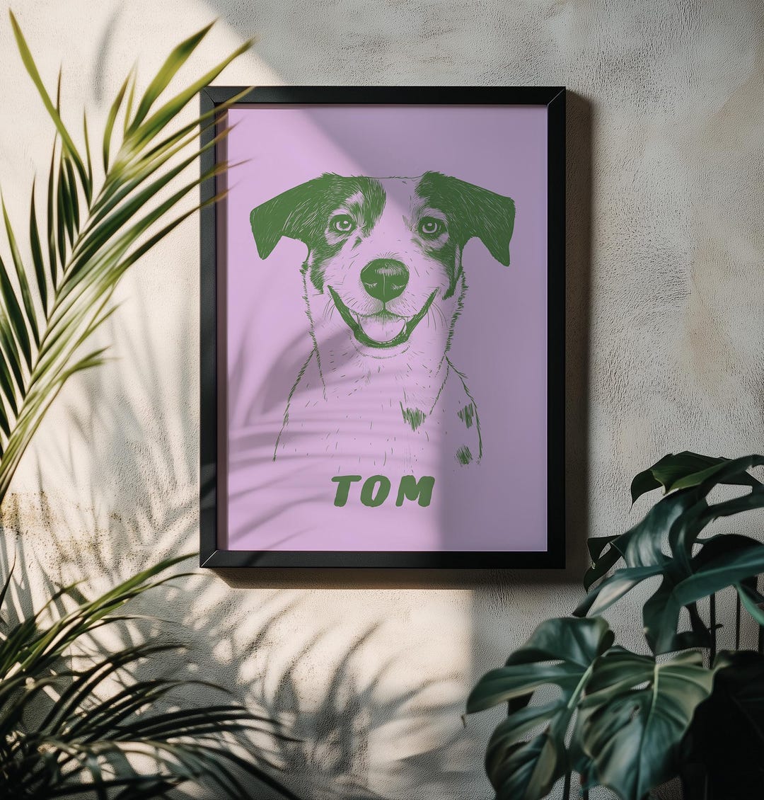 Pet Illustration, Gallery Wall Art, Preppy Pet Prints, Digital Minimal ...