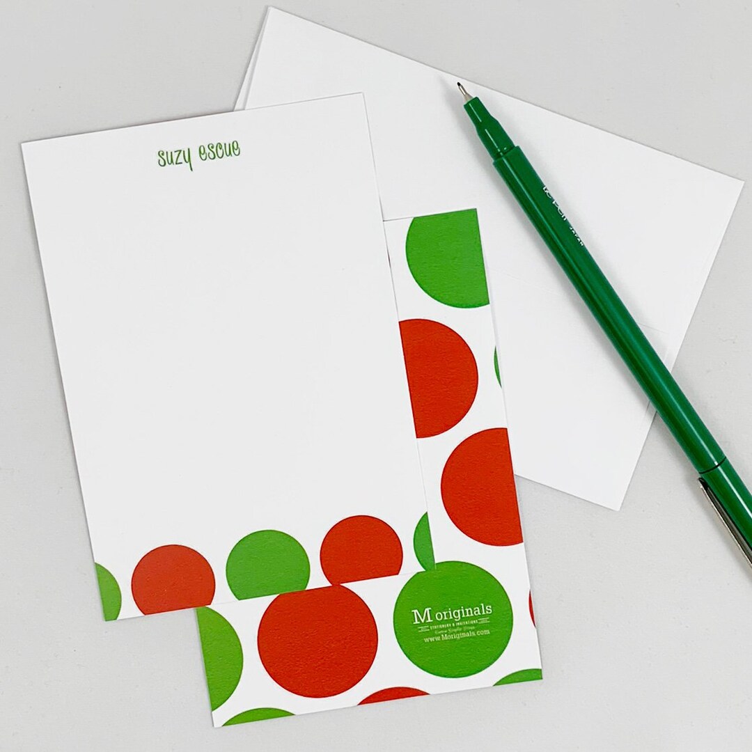 Personalized Note Card Set - Set of 8 - Christmas Polka Dot - Etsy