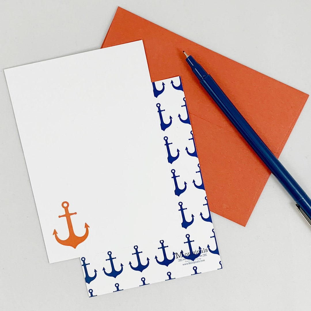 Personalized Note Card Set Set of 8 Anchor - Etsy