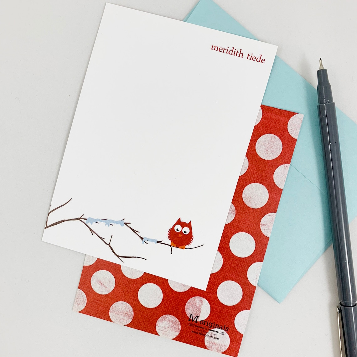 Personalized Note Cards Winter Owl - Etsy