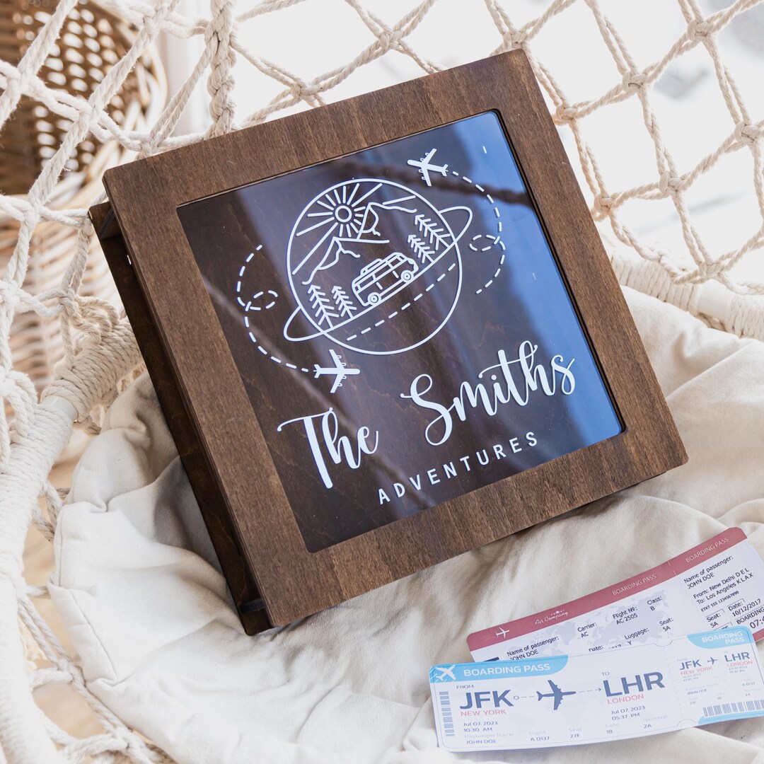 Travel Memory Box - Wooden Keepsake Box With Acrylic Front, Ticket ...