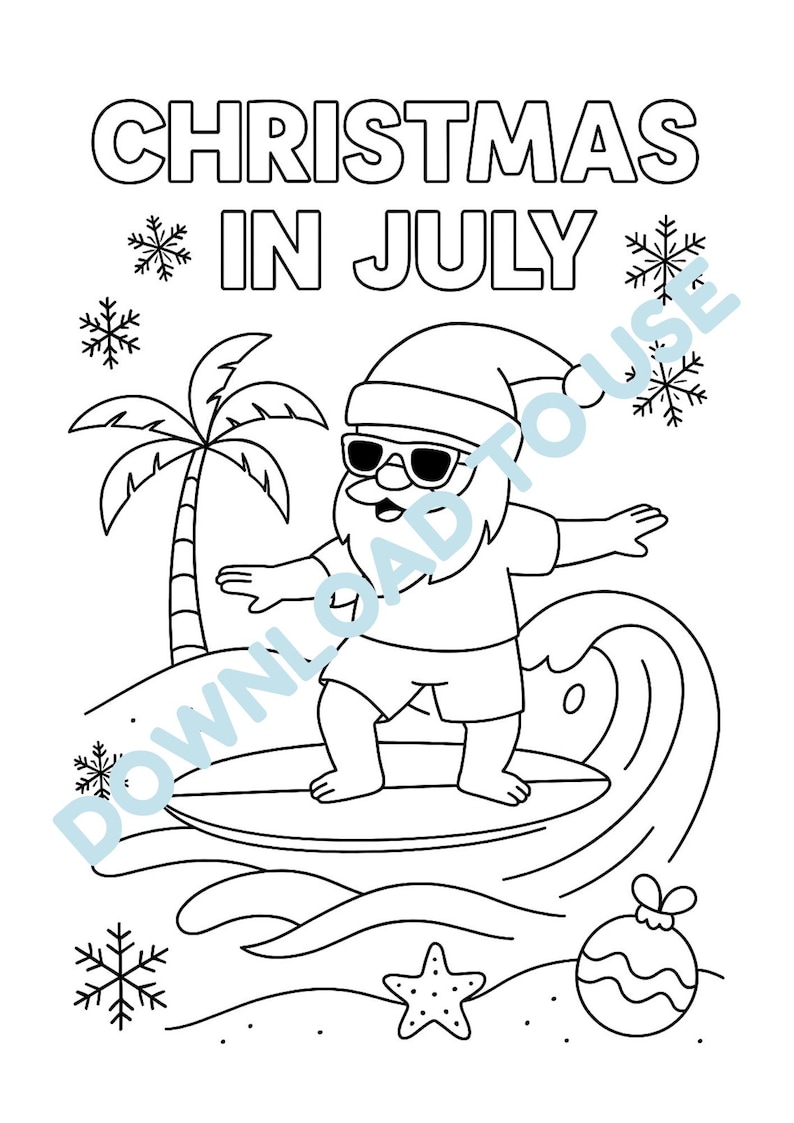 Aussie Christmas in July Colouring Pages | Printable Winter Holiday ...