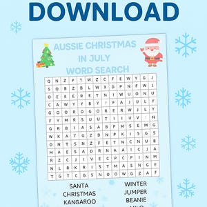 Aussie Christmas in July Word Search: Winter Kids Activity (PDF ...