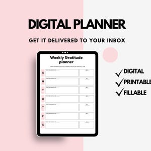 WEEKLY GRATITUDE PLANNER, Self Care Journal, Digital Planner, Mental ...