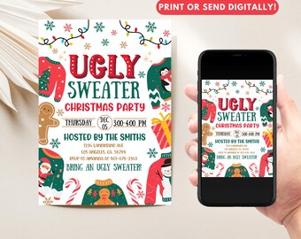 Ugly Sweater Christmas Party Invitation| Christmas Sweater Invite ...