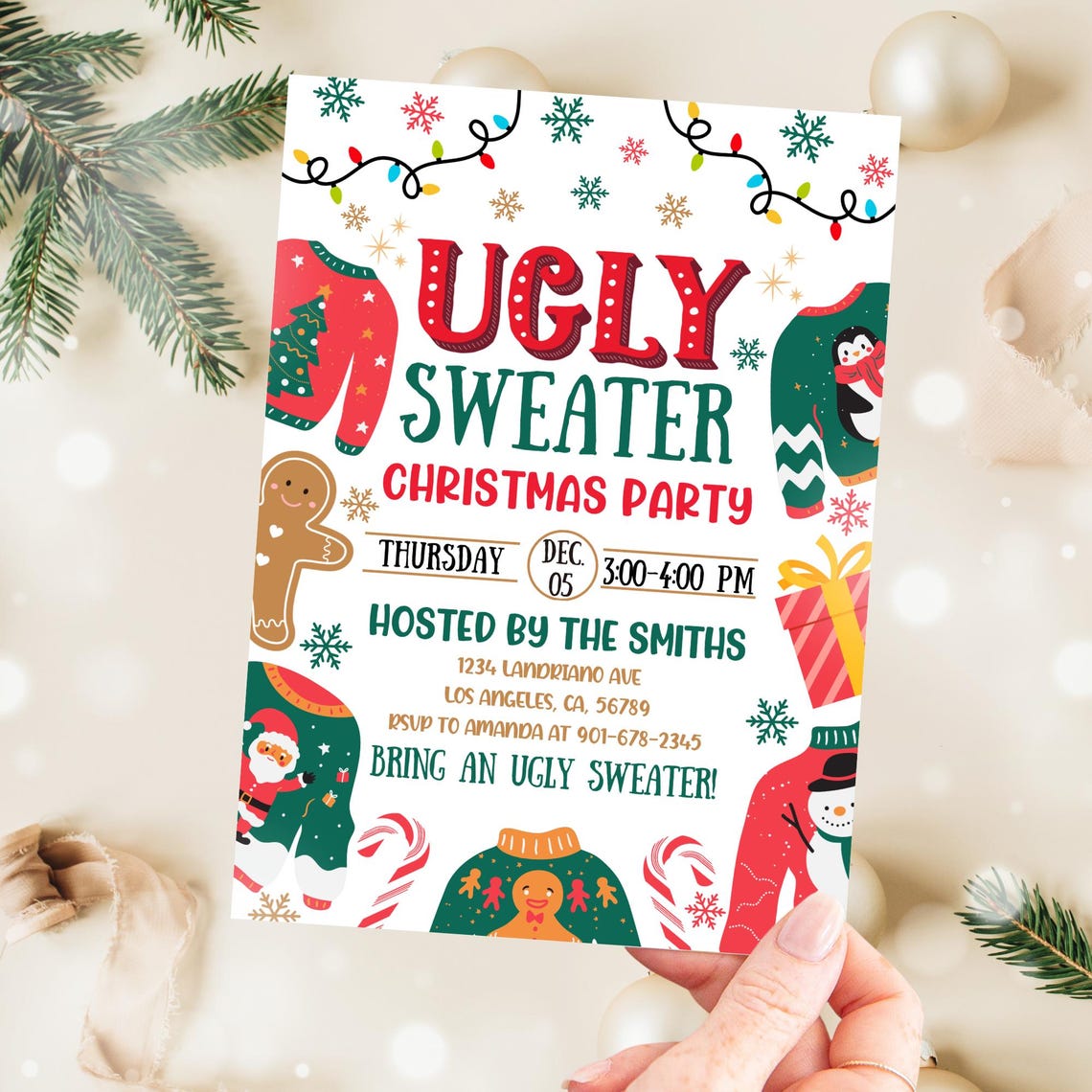Ugly Sweater Christmas Party Invitation| Christmas Sweater Invite ...